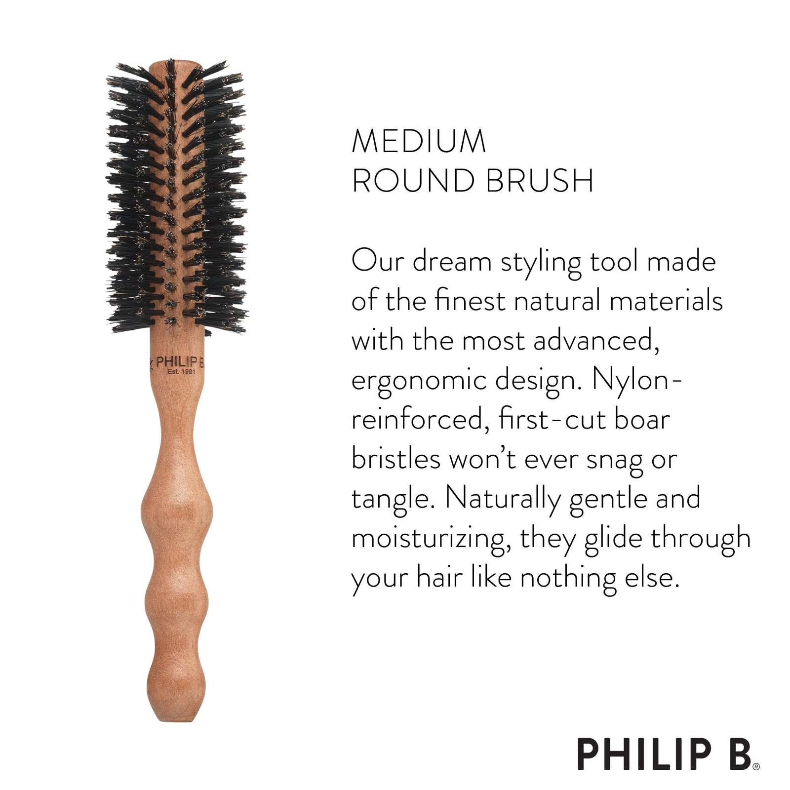 Boar and nylon bristle round brush store